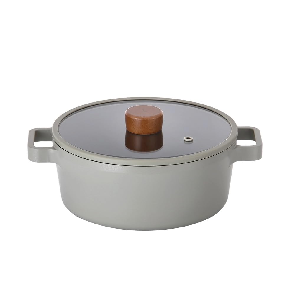 Neoflam FIKA 2.7QT 22cm Mid Night IH Stock Pot with Glass Lid, Full Induction Heating