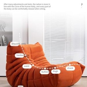 Comfy Lazy Floor Sofa Couch,Accent Sofa Caterpillar-Inspired Soft Suede Fabric with 50D Styling Cotton Pleated Texture Chair Lazy brown-70×102×87cm