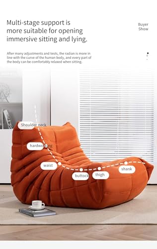 Comfy Lazy Floor Sofa Couch,Accent Sofa Caterpillar-Inspired Soft Suede Fabric with 50D Styling Cotton Pleated Texture Chair Lazy brown-70×102×87cm