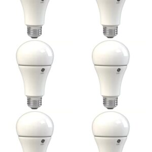 GE A19 LED Light Bulbs Dimmable, 40 Watt Equivalent, E26 Base, 3000K Warm White, 6W 480 Lumens, 120V, LED Lights for Bedroom Living Room, Kitchen and Home Office, 6 Packs, 69118