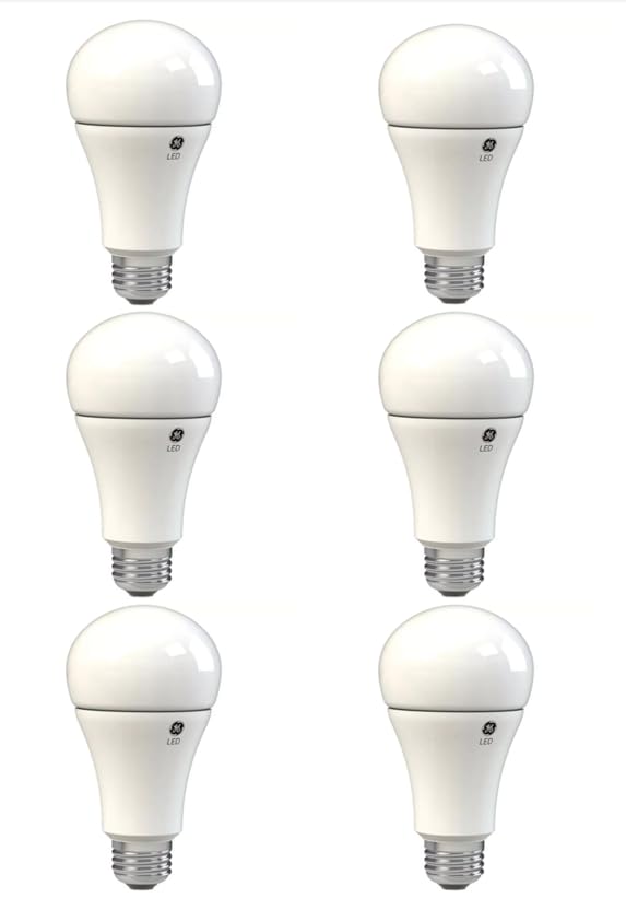 GE A19 LED Light Bulbs Dimmable, 40 Watt Equivalent, E26 Base, 3000K Warm White, 6W 480 Lumens, 120V, LED Lights for Bedroom Living Room, Kitchen and Home Office, 6 Packs, 69118