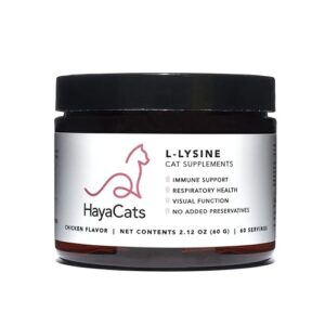 haya pets lysine cat supplements immunity booster powder for respiratory support, eye health, runny nose, cat herpes, and allergy support