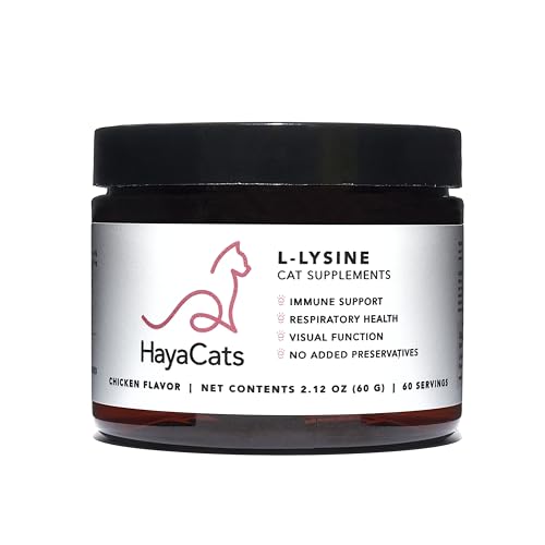 Haya Pets Lysine Cat Supplements Immunity Booster Powder for Respiratory Support, Eye Health, Runny Nose, Cat Herpes, and Allergy Support