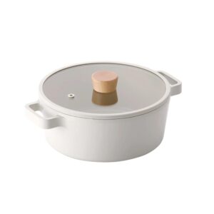 neoflam fika 2.7qt ivory ih stock pot with glass lid, impact induction heating (22cm / 8.7")