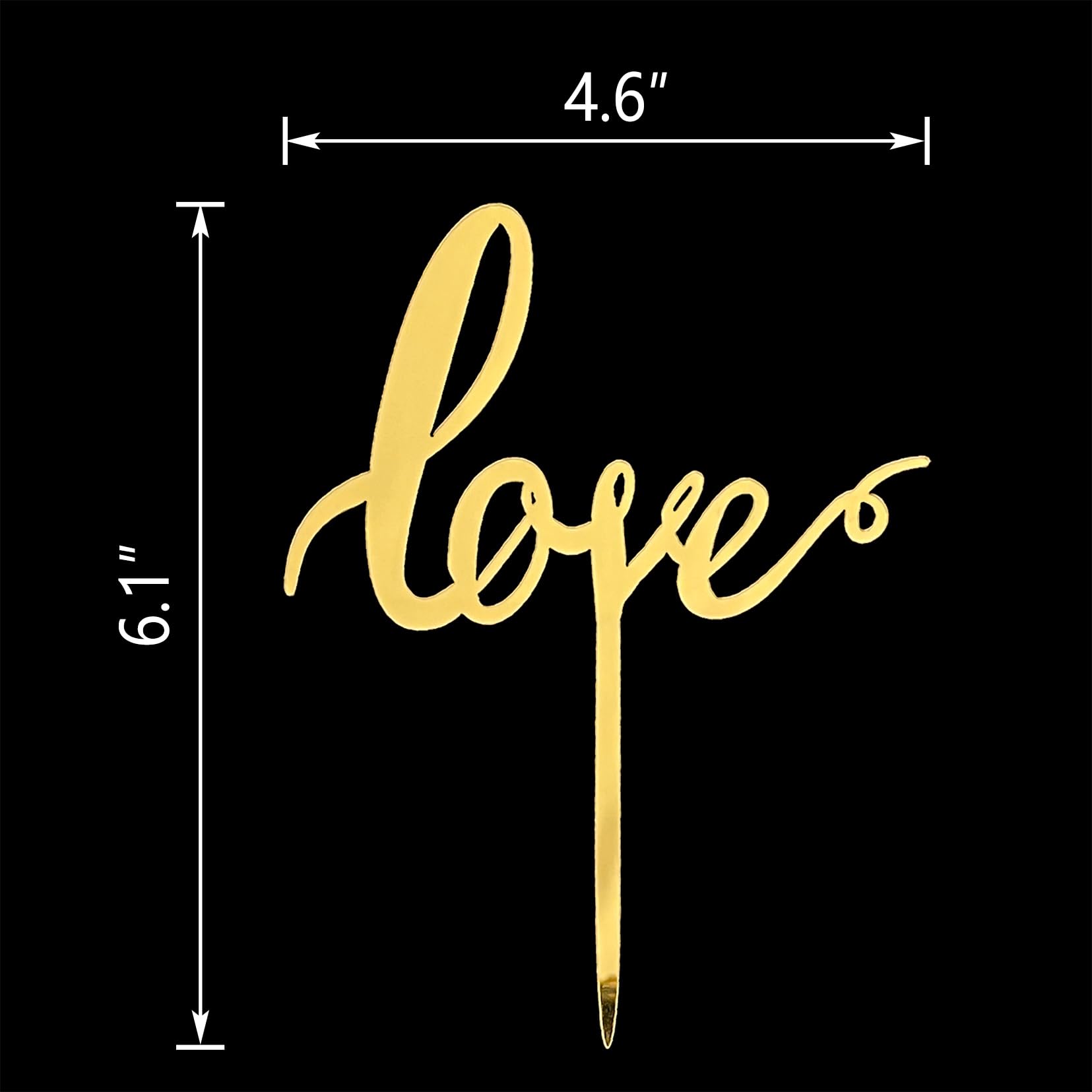 OIXCMNJQ Mirror Gold Love Cake Topper for Wedding Reception/Engagement/Bridal Shower/Anniversary/Birthday/Bachelorette/Confession Cake Topper Decor, Acrylic