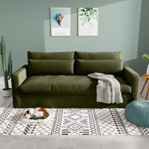 silkir living room down filled couch with lumbar pillows comfy apartment,bedroom,office sofas, 80 inch, olive green