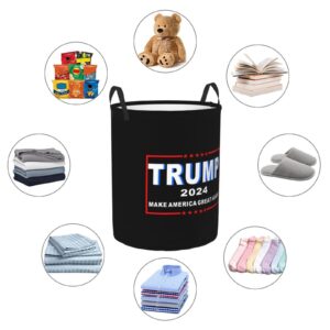 Trump-2024 7 Laundry Hamper Circular For Bedroom Bathroom Storage Baskets Foldable Décor