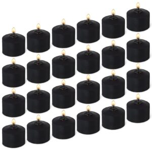 bulk pillar candles - 24 pack of 1.25 inch, black candles for kitchen, spa, lantern, mantel, prayer and emergency shelter