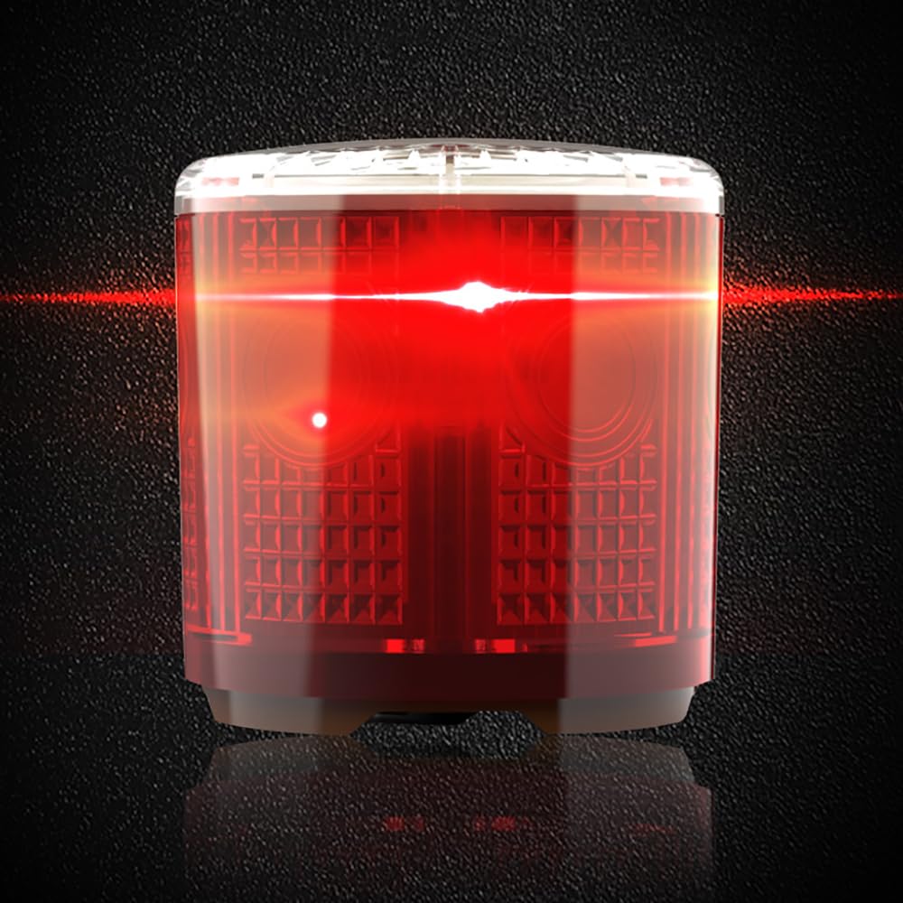 Solar Strobe Warning Light: IP54 Waterproof Flashing Safety Light High Bright LED Warning Lamp Traffic Light for Construction, Factory, Safety Road Sign, Dock Marine Beacon (Red)