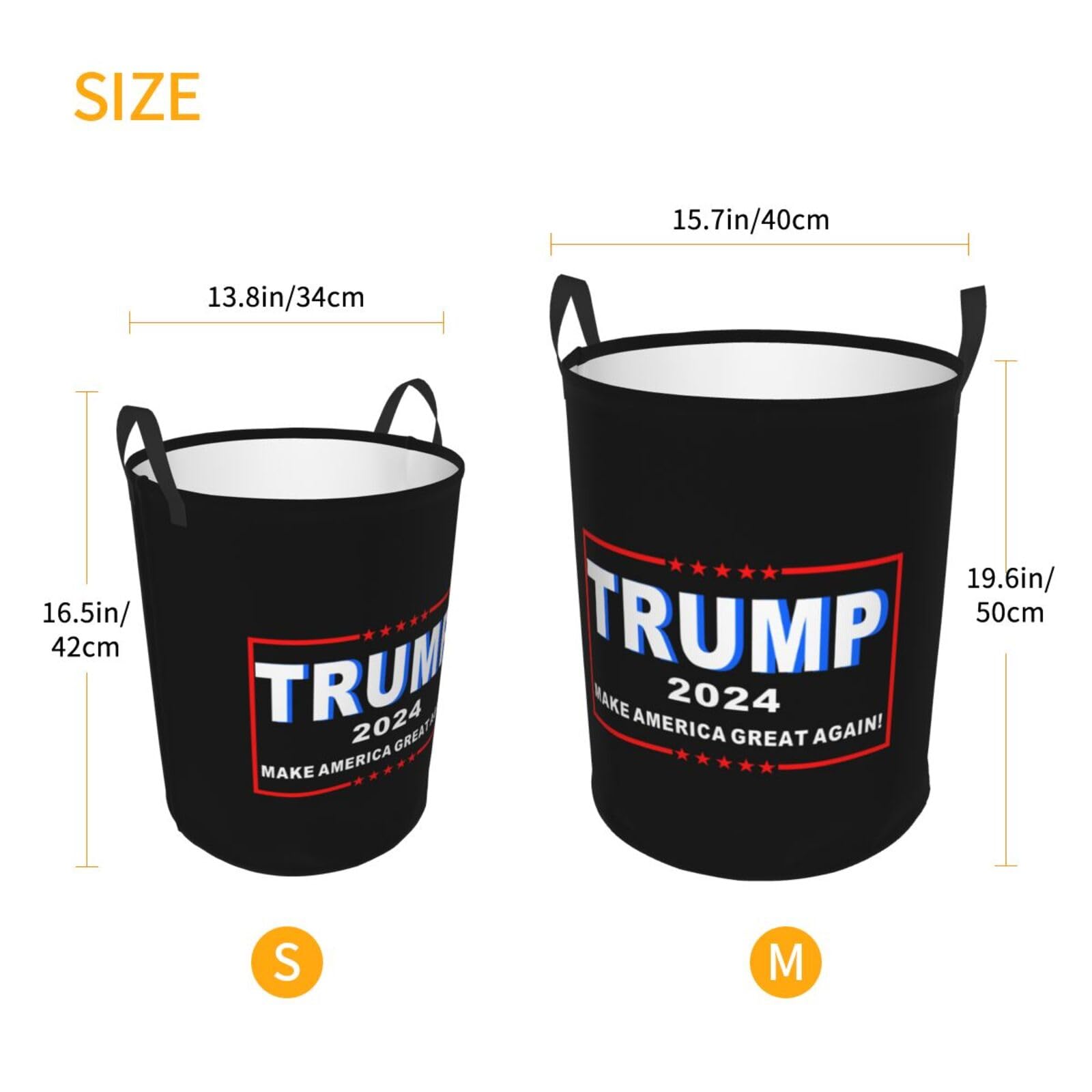 Trump-2024 7 Laundry Hamper Circular For Bedroom Bathroom Storage Baskets Foldable Décor