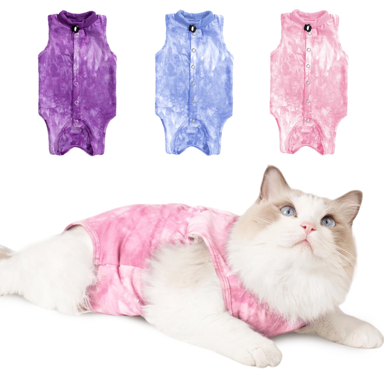 Cat Recovery Suit for Skin Diseases Breathable Cat Onesie After Surgery Recovery Suit for Cats E-Collar Alternative for Cats and Dogs Anti Licking Pajama Suit (Pink L)