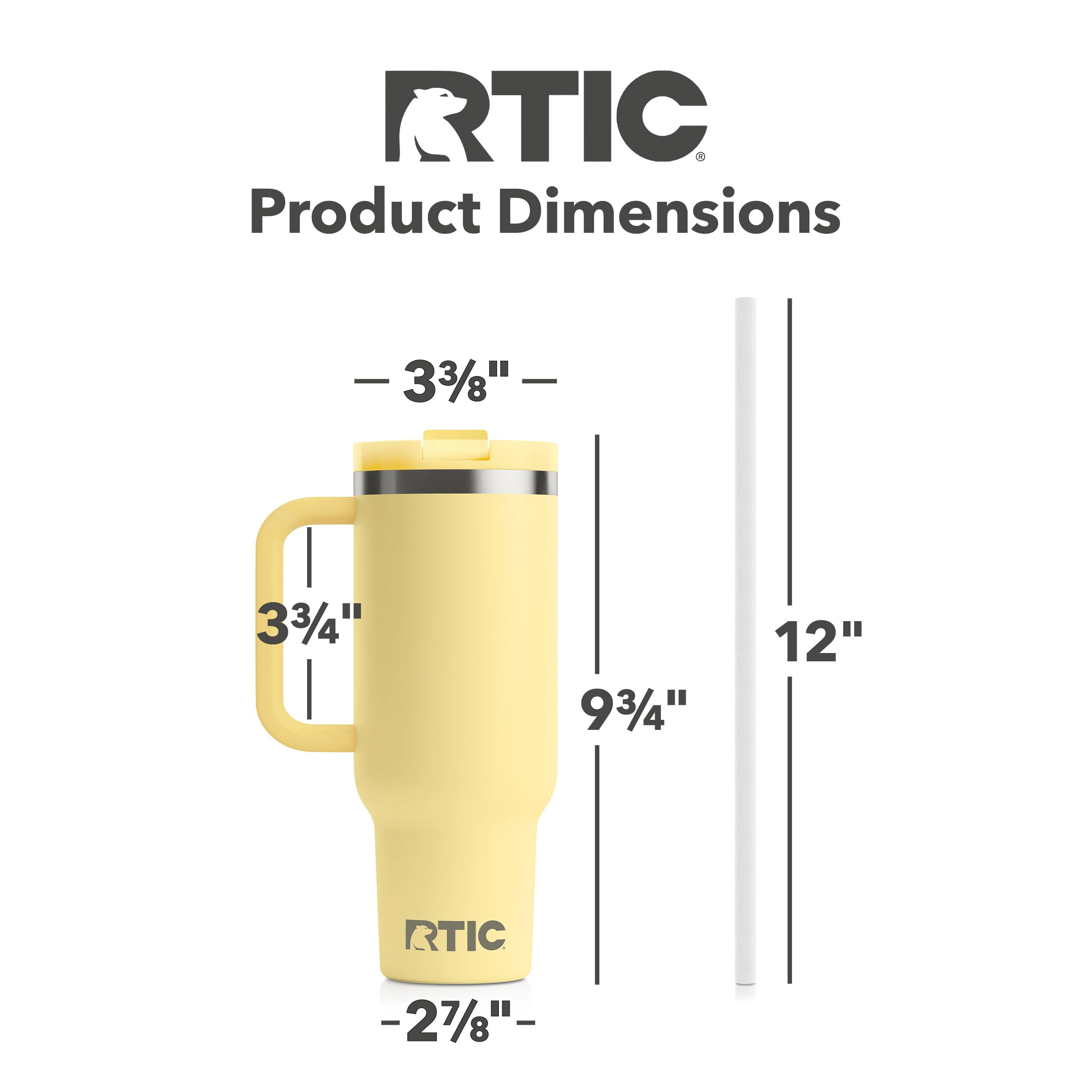 RTIC 30 oz Road Trip Tumbler Double-Walled Insulated Stainless Steel Portable Travel Coffee Mug Cup with Lid, Handle and Straw, Sunlight