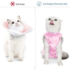 Cat Recovery Suit for Skin Diseases Breathable Cat Onesie After Surgery Recovery Suit for Cats E-Collar Alternative for Cats and Dogs Anti Licking Pajama Suit (Pink L)