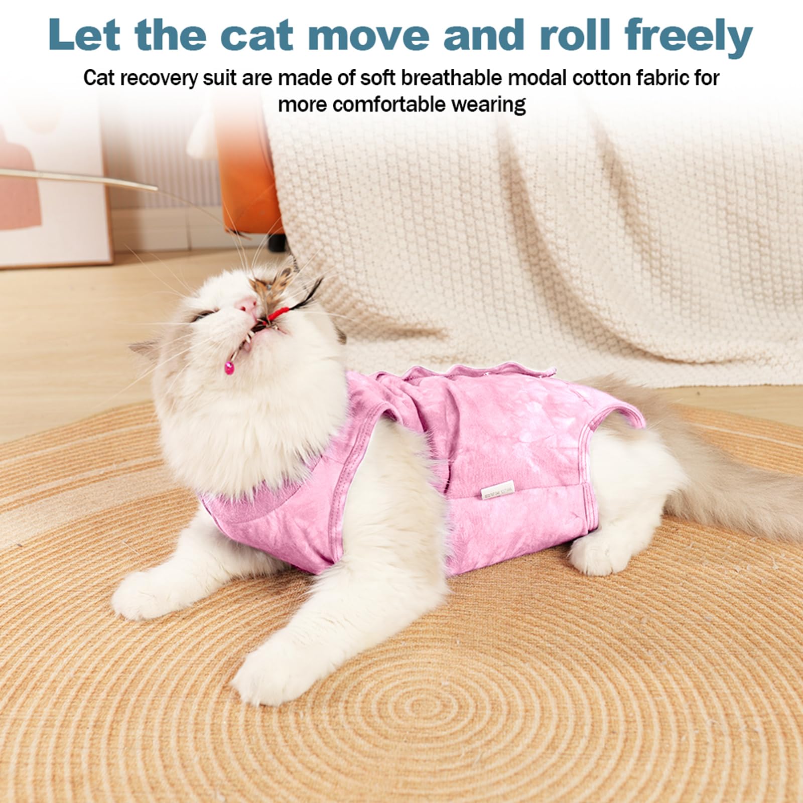 Cat Recovery Suit for Skin Diseases Breathable Cat Onesie After Surgery Recovery Suit for Cats E-Collar Alternative for Cats and Dogs Anti Licking Pajama Suit (Pink L)