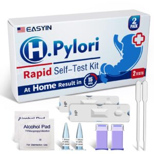 easyin h pylori test kit: 2 pack helicobacter pylori test at home results in 10-15 minutes - fast & highly accurate, easy to use & read h-pylori test kit (2)