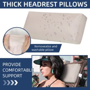 Rasugarlary Headrest Pillow for Pool Chaise Lounge, Pool Lounge Pillows Outdoor with Elastic Band for Recliner and Pool Patio Chairs, Head Neck Support Pillow (Linen, 22x8x4)