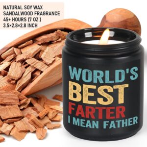 AREOK Funny Christmas Gifts for Dad from Son Daughter Kids - Worlds Best Dad Gifts for Fathers Day Candle, Step Dad Birthday Gift Ideas for Dad Presents, Dad Fart Candle for Dad, Sandalwood Candle