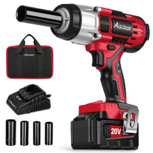 avid power cordless impact wrench, 1/2 impact gun w/max torque 330 ft lbs (450n.m) (light red)