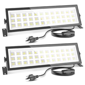 agrantop 2 pack plug in led shop lights - 100w 15000lm aluminum garage light w/ 9.84ft power cord, ip66 waterproof shop lights for garage, workshop, warehouse (built-in on/off switch)