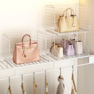 Purse Storage Organizer for Closet : Adjustable 2-Pack Dividers Handbag Organizer - Stackable Wire Handbags Storage Baskets -Open Cabinets Wallets Tote Chain Bags Clutches