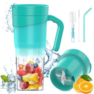 portable blender for shakes and smoothies, 16 oz mini blender cup, huijutchen personal blender with six blades usb rechargeable juicer blender cup for baby food travel kitchen, 470ml green