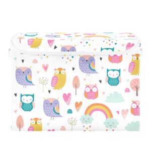 moudou owl storage bin with lid, large collapsible cube storage box for closet, office, bedroom, home decor