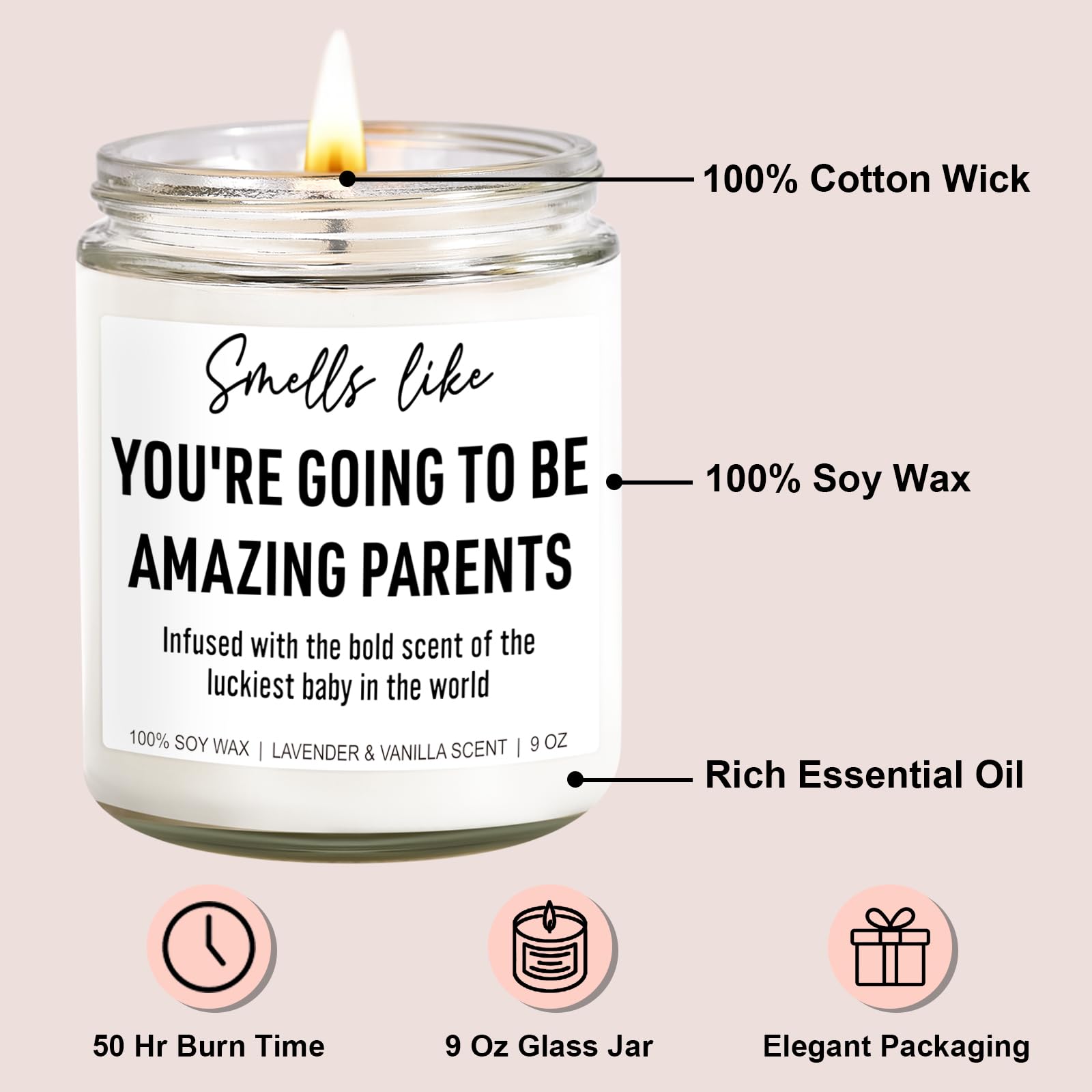 Younift Cute Candle, New Parents Gifts for Couples, Christmas Gifts for New Parents, Mom & Dad Gifts for New Parents, New Dad Gifts, New Mom, Gender Reveal Gifts, Pregnancy Gifts for Expecting Mom