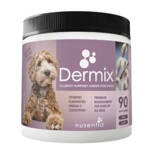 dermix : allergy & immune chews for dogs (90 ct) + fish oil for itch relief, skin and coat health