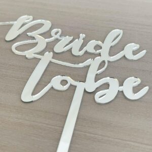 OIXCMNJQ Mirror Silver Bride To Be Cake Topper for Bridal Shower, Engagement, Bachelorette Reception Party Decoration, Acrylic