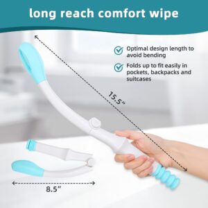 Portable Toilet Aids for Wiping - 15.7” Press to Fold Long Reach Comfort Bottom Buddy Wiping Aid - Travel Butt Wiper for Disabled,Elderly,Pregnant