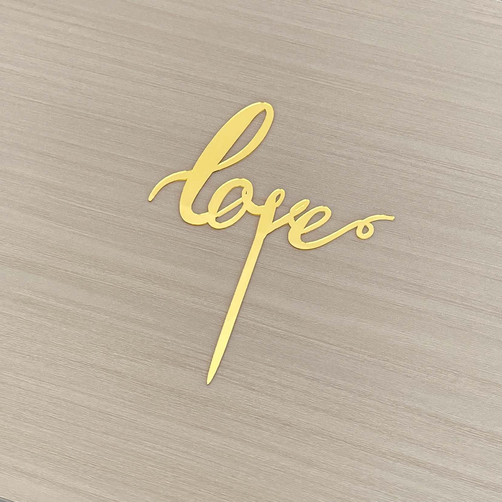 OIXCMNJQ Mirror Gold Love Cake Topper for Wedding Reception/Engagement/Bridal Shower/Anniversary/Birthday/Bachelorette/Confession Cake Topper Decor, Acrylic