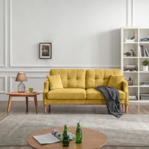 miscoos yellow 3-seater living space sofa with waterproof fabric