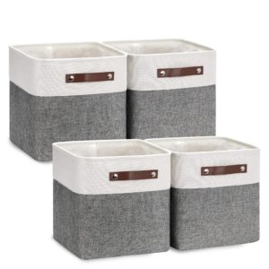 baskets for storage organizing shelves, closet, collapsible storage bins for clothes, home, office, nursery, toys (gray and white)