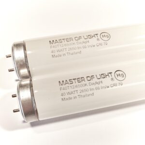 f40/d daylight (2 pack) 4 foot 40 watt t12 fluorescent tube light bulb 40w f40t12 daylight deluxe 6500k replaces f40dx f40t12/865/eco f40sp65/eco f40dx/alto f40/lr/eco/2p f40t12/dx (2)