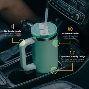 RTIC 30 oz Road Trip Tumbler Double-Walled Insulated Stainless Steel Portable Travel Coffee Mug Cup with Lid, Handle and Straw, Sunlight