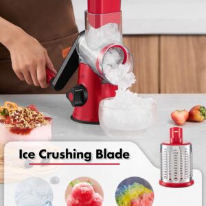 GDL Shaved Ice Machine Manual, Ice Shaver and Snow Cone Machine Hand Crank, Household Shaved Ice Maker, Portable Ice Crusher for Home Use with Stainless Steel Blade