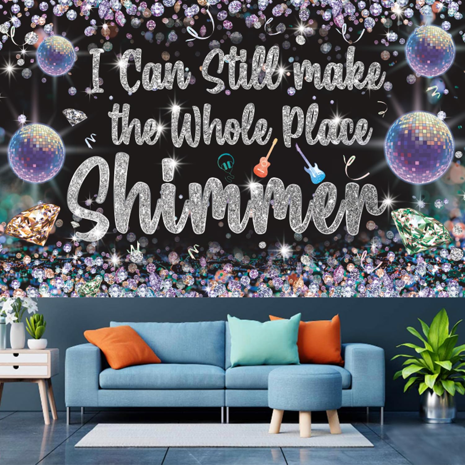 Music Lyrics Banner Music Lover Taylor Birthday Backdrop I Can Still Make The Whole Place Shimmer Backdrop for ERAS Party Music Fans Lover Party Decorations Photo Booth Background Photoshoot Banner