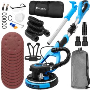 drywall sander, electric drywall sander with vacuum labor-saving back belt，7 variable speed, led light, 900-1800rpm, dustless floor sander for popcorn ceiling, wood floor