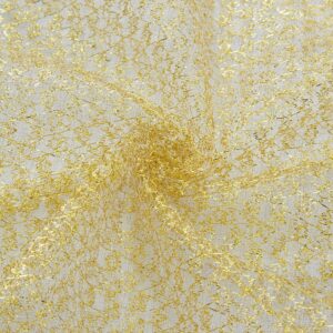 55 inch gold metallic mesh fabric shiny gold thin mesh gold stretch net tulle fabric for party birthday wedding wreath swags and christmas tree tables decoration (gold, 1 yard (35x55 in))