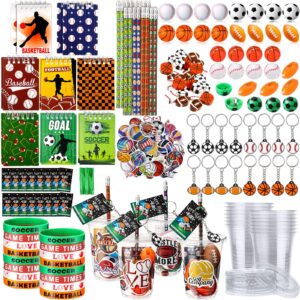 colarr 195 pcs multi balls birthday gifts party favors gift cups pencils mini book keychains wristbands stickers thank you cards eraser sharpener mini ball for ball football soccer party