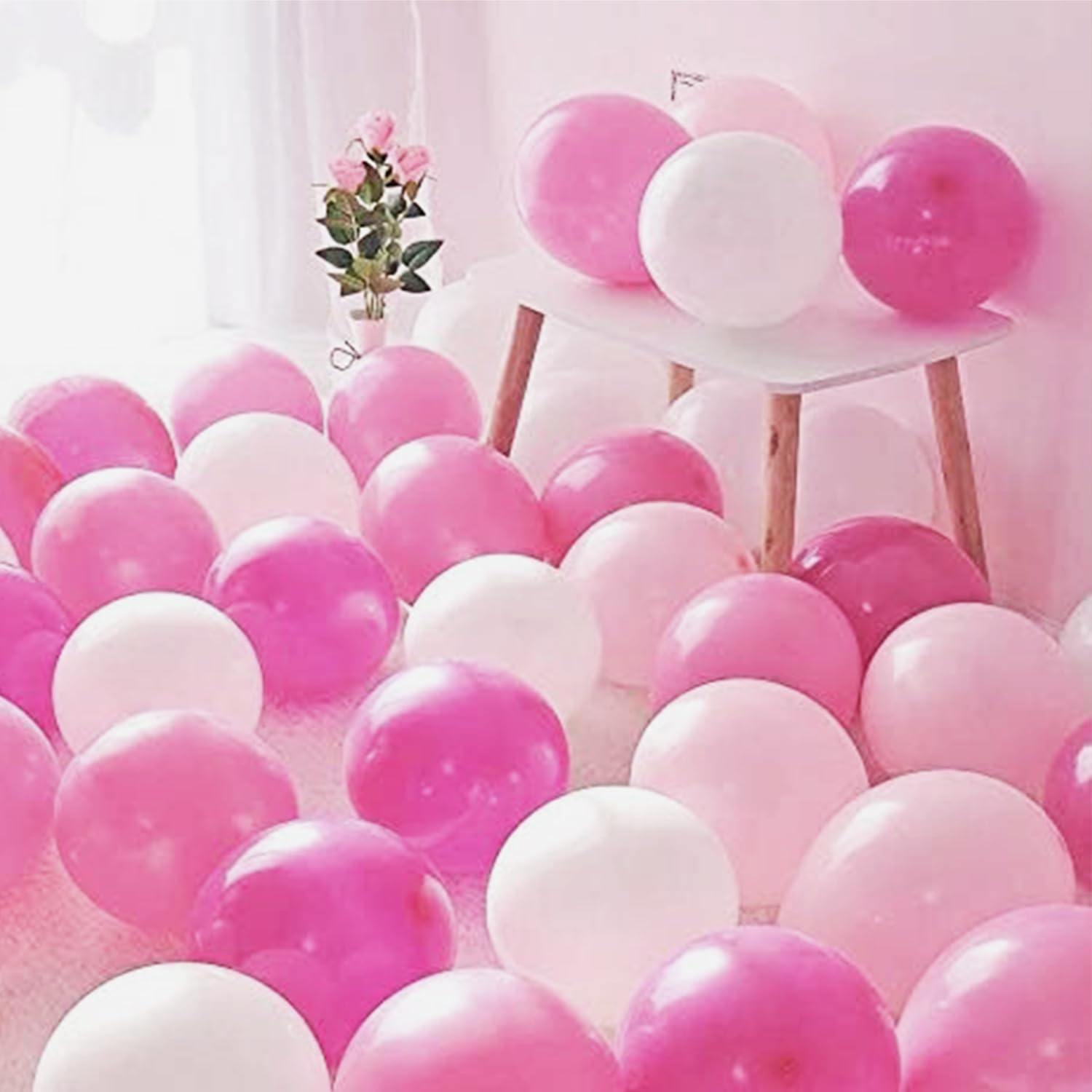 VIKWER 50pcs Pink Balloons, 12 inch Metallic Pink Latex Balloons, Pink Balloons for Birthday Baby Shower Wedding Party Balloon Arch