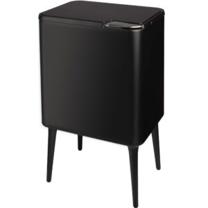 home-complete trash can - 8.7-gallon trash can with lid, removable legs, and 3l recycling/compost bin - odor-resistant kitchen trash cans (black)