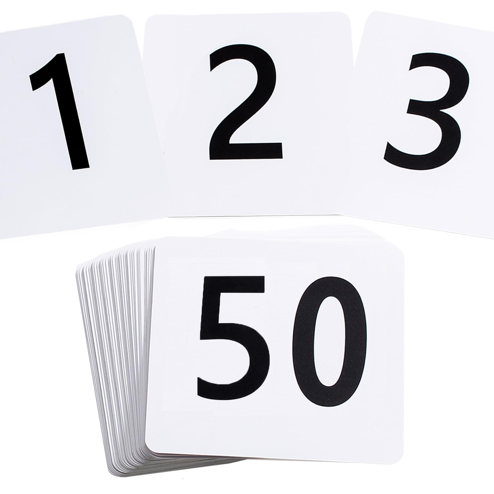 50Pcs Table Numbers 1-50, 3.7x4 Inch Plastic Table Numbers, Double Sided Table Number Cards - for Wedding Reception Restaurant Table Numbers Place Cards