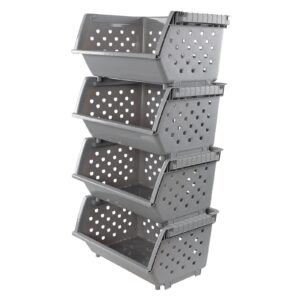 eudokkyna 4 pack stackable storage basket, large stacking baskets