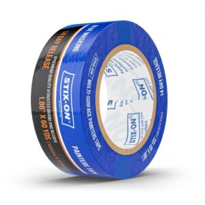 stix-on painter’s tape – 2 inch/ 1.88 inch x 60 yds masking tape rolls – paint tap for wall, trim, glass, metal – fine line tape for precise lines, edges – residue-free blue painters tape-single roll