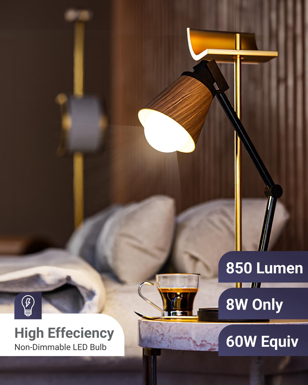 Sunco 24 Pack LED Light Bulbs, E26 Base Lamp Bulbs A19, [Focos LED para Casa], 5000K Daylight, 8W (60 Watt Equivalent), 850 LM, Non-Dimmable, 25000 Lifetime Hours for Bedroom, Bathroom UL