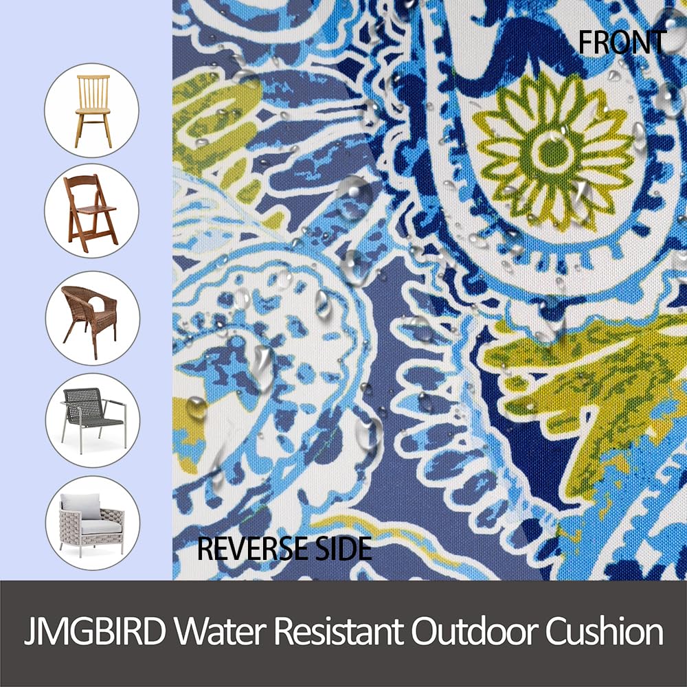 JMGBird Outdoor Chair Cushions Set of 4 Patio Cushions D16 x W17 Inch with Ties, Outdoor Chair Pad for Patio Furniture Upgrade Thicker