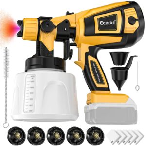 cordless paint sprayer for dewalt 20v: 3 spray patterns hvlp spray paint gun -160w 650m1/min flow max with 15 accessories for latex paint, paint,walls,door,tools home etc(battery not include)