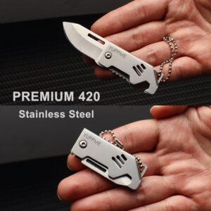 YUPPME 2-Pack Mini Keychain Knife, Small Keychain Knife for Men Women, Folding Pocket Knife, Portable Box Cutter with Bottle Opener