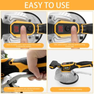 Cordless Tile Vibration Leveling Machine, for Dewalt 20V Max Battery, Yutesiri Portable Tiler Vibrator Tool with 8 Adjustable Speed,Digital Display for Floor,Tile,Wall (Battery NOT Include)